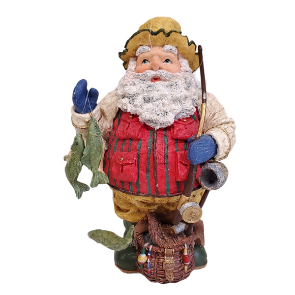 None | Holiday | Vintage Fly Fishing Santa 998 Big Catch Fishing Santa ...